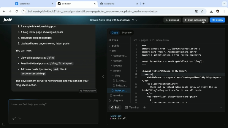 AIでコードを自動生成できる、StackBlitz+Bolt.newを紹介 | ともすたmedia | ともすた